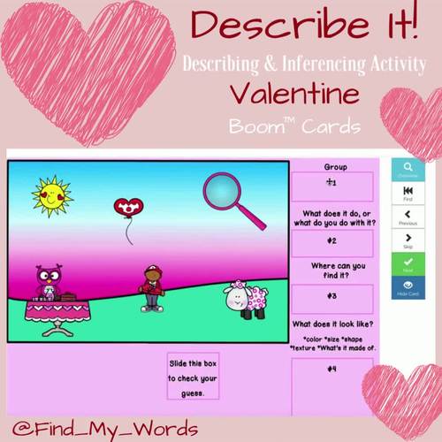 Valentine Describing and Inferencing Activity Boom Deck by Find My Words
