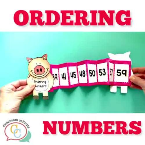 Ordering Numbers within 60 - Math Pig Paper Craft | TPT