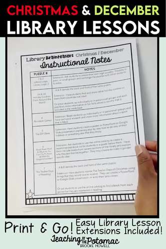 Library Brainteasers - Christmas and December Library Lessons | TPT