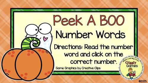Giggly Games Peek A Boo Number Words ANIMATED GOOGLE SLIDES Fall Halloween