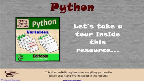 Using A Case Study Approach with Python Variables Including Editable Exercises