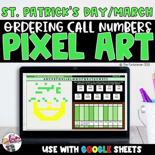 Library Pixel Art - Ordering Call Numbers - St. Patrick's Day by The ...