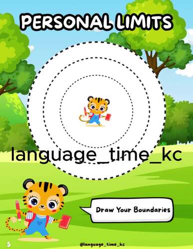 Personal Limits Cute Tiger Preschool activity book | personal boundaries