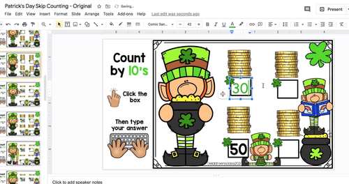 Google Classroom St. Patrick's Day Skip Counting by Tens, Fives, and Twos