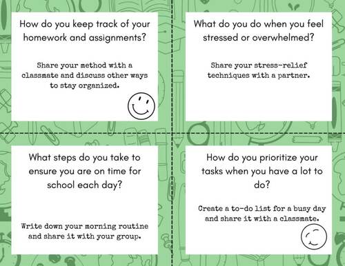 Social Emotional Learning SEL 20 Task Cards - Self-Management ...