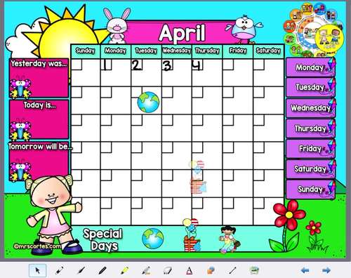 Morning Calendar For PROMETHEAN Boards - April- Spring by mrscortes