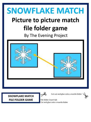 SNOWFLAKE MATCH FILE FOLDER GAME FOR KINDERGARTEN AND SPEC.EDUC.
