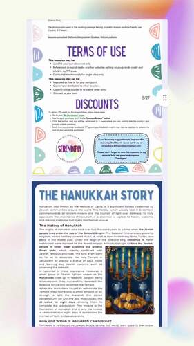 Hanukkah History Reading Comprehension Activities Winter Holidays ...