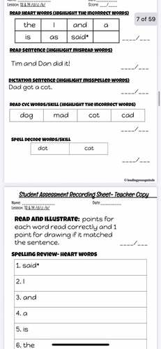 UFLI Aligned Progress Monitoring L13-34 by Leadingyoungminds | TPT
