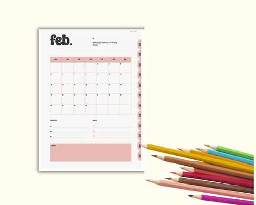 2024 Blush Minimalistic Planner with Monthly Calendars, Weekly Layouts