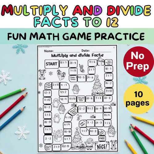 Multiply and Divide Facts to 12 – Math Board Game Practice by The Fun ...