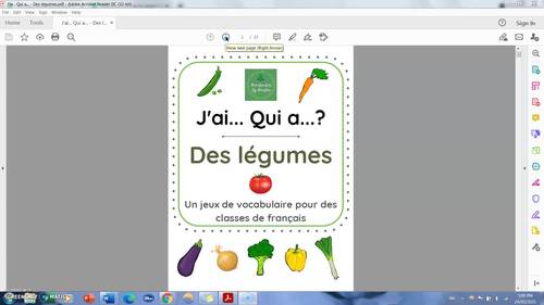 J'ai, Qui a? Jeu français des légumes (I Have, Who has? French ...