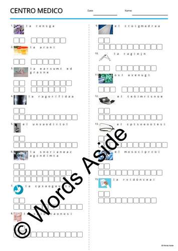 Spanish Vocabulary Worksheets Cards Crossword Word Search Anagram ...