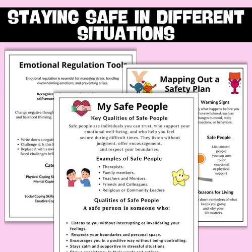 Safety Plan Work Sheets, Coping Skills, Counselor Resource, DBT Resource