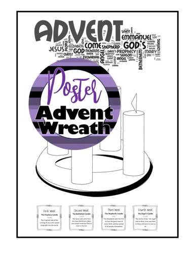 Advent Wreath Poster w/ Color By Number Worksheets | Christmas Bulletin ...