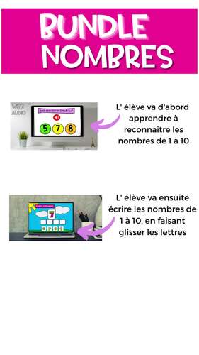 BUNDLE Maths French Numbers with audio BOOM CARDS | Les nombres de 1 à 100