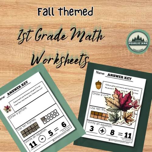 Fall Math Word Problems for 1st Graders by Pearlie Janes Creations