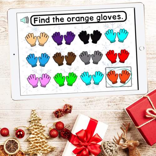 Find the ORANGE Color Recognition | BOOM CARDS with audio | Christmas