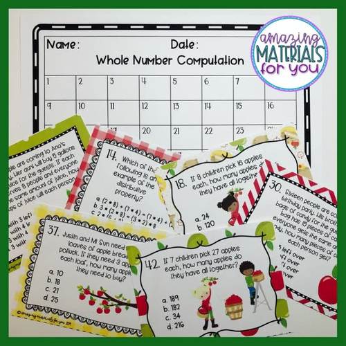Multi Digit Addition Subtraction Multiplication Division Task Cards