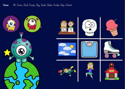 Digital Alien Articulation Tic Tac Toe Game by Jennie's Speech Room