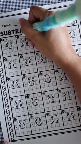 Graph Paper Worksheet: Subtraction 2 Digit by 2 Digit With Answer ...