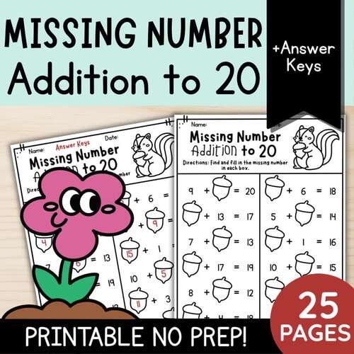 Spring Math: Missing Addends Addition Within 20 No Prep! | 1st & 2nd ...
