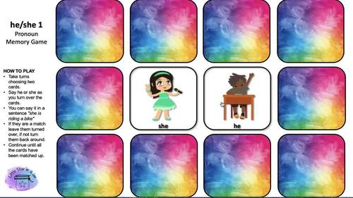 HE-SHE PRONOUN PowerPoint Memory Games by Little Star in a Jar | TPT