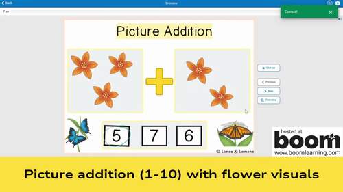 Spring Math Flowers Addition and Subtraction to 20 Digital Boom Cards