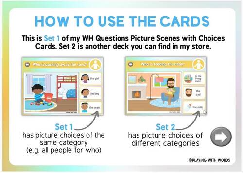 WH Questions Picture Scenes with Visual Choices –SET 1 +2 Boom™ Cards ...