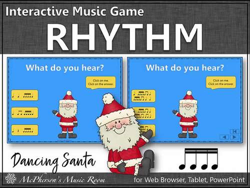 Christmas Music Interactive Rhythm Game Sixteenth Notes {Dancing Santa}