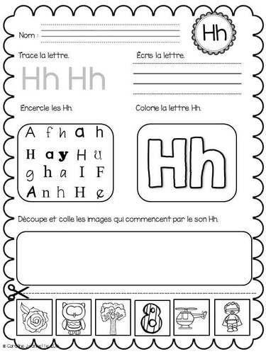 French Alphabet Letter H | Alphabet Lettre H by Caroline Joannette