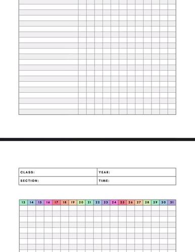 Attendance Sheet, Attendance Tracker for 30 Students, Small Group