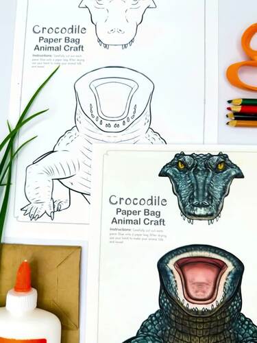Crocodile | Paper Bag Puppet | Printable Craft | Crocodiles | TPT