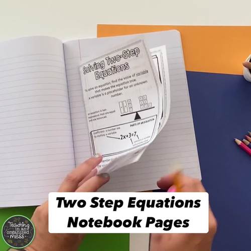 Solving and Writing Two-Step Equations Notebook Pages and Practice