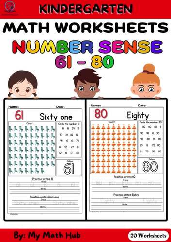 Number Sense 61 to 80 No Prep Printable Math Worksheets for Kindergarten