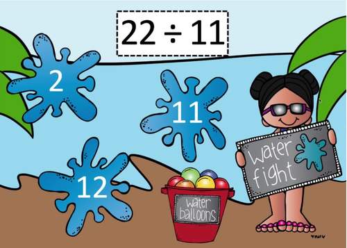 Summer Division Facts Math Boom Cards by 3rd Grade Engaged | TpT