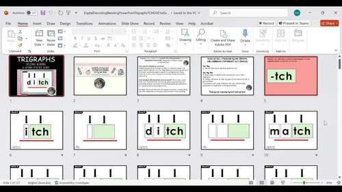 Digital Decoding & Blending PowerPoint - Trigraphs -TCH -DGE - 1st Grade