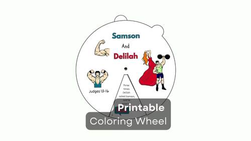 Samson and Delilah Coloring Wheel, Kids Sunday School Lesson Printable