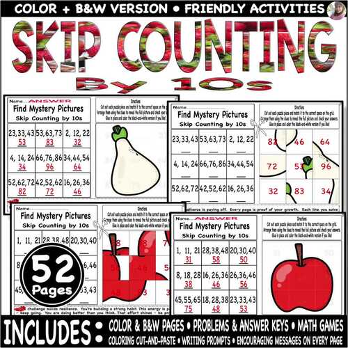 Skip Counting by 10s| Fruite Mystery Picture Activities Math Games Play ...