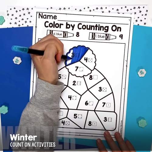 Winter Math Center Worksheets | Counting On Addition Activity | TpT
