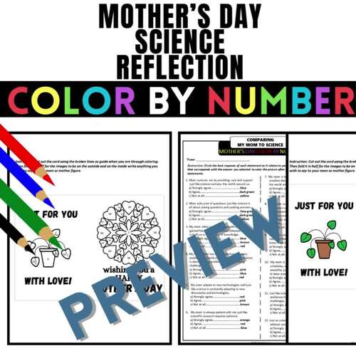 Mother's Day Color by Number Science Reflection Activity|End of Year
