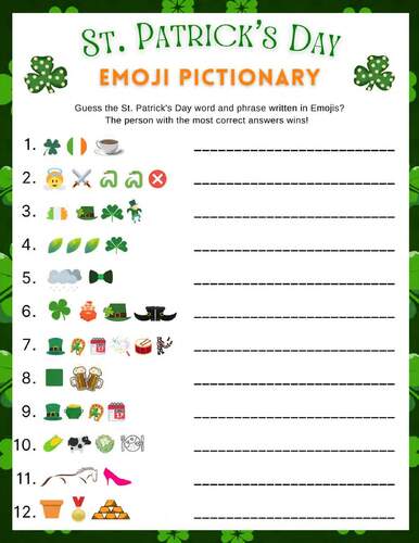St. Patrick's Day Games. 10 in 1. Answer keys. Vocabulary. Holiday. ELA ...