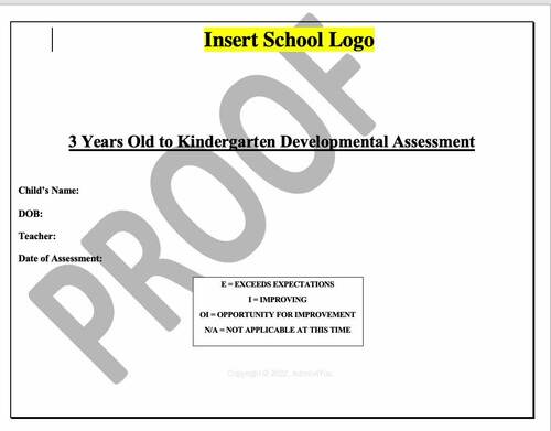 Student Assessment - Ages 3 - Kindergarten by Admin 4 You | TPT