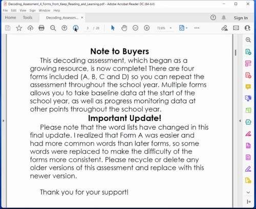 Elementary Phonics Decoding Tests Real and Nonsense Words 6 Syllable Types