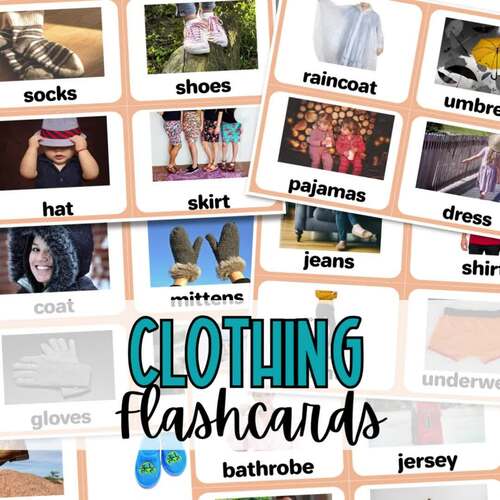 Clothing Vocabulary Flashcards with Real Pictures for ESL or Speech