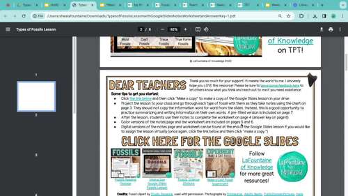 Types of Fossils Lesson with Google Slides, Notes, Worksheet, and ...