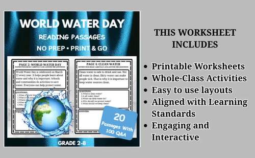 World Water Day Activities Reading Comprehension Bundle Grades 2–8