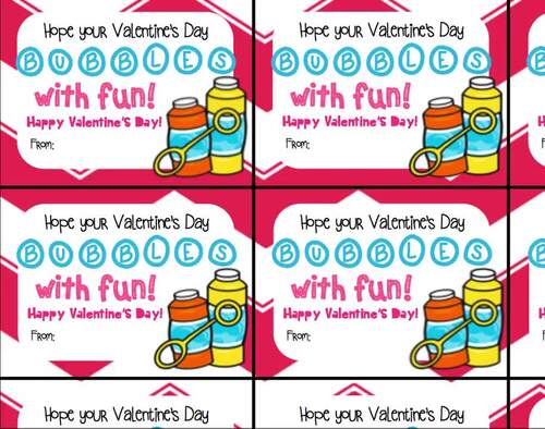 Bubble Wand Valentine's Day Gift Tag-Hope your Valentine's Day bubbles ...