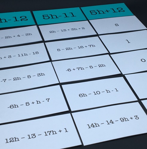 8th Grade Math Sort - Simplifying Algebraic Expressions (Combining Like ...