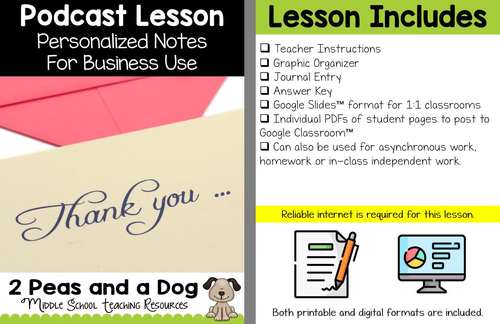 Podcast Listening Comprehension Lesson - Personalized Notes by 2peasandadog